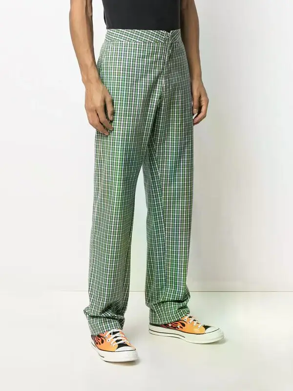 WALTER VAN BEIRENDONCK Gingham Check Straight-leg Trousers - Green
