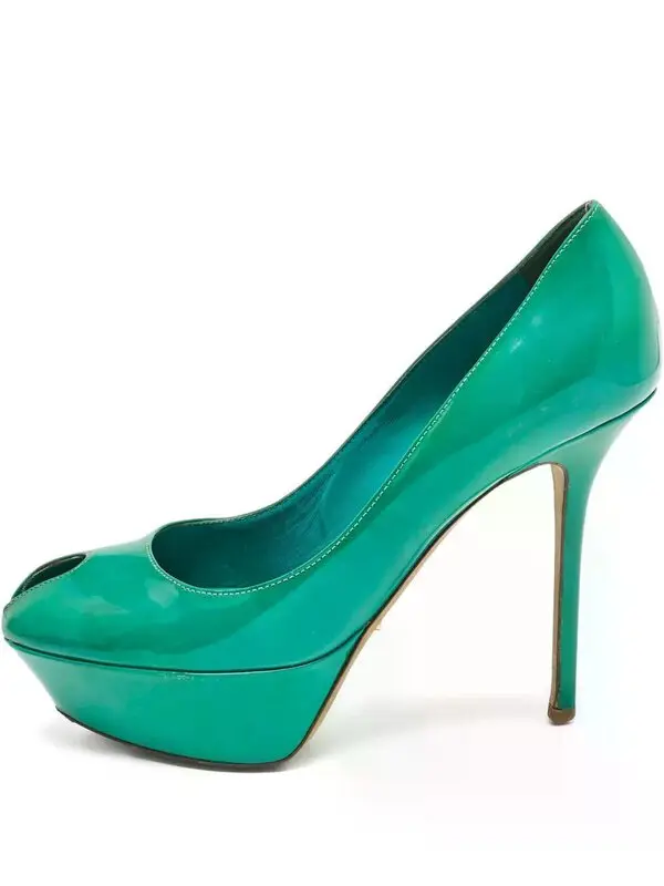 SERGIO ROSSI Peep-toe Platform Pumps - Green