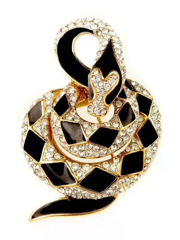 SUSAN CAPLAN 1980s Snake Brooch - Black