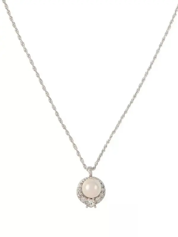 Nina Ricci 1990s Pearl Pendant Necklace - Silver