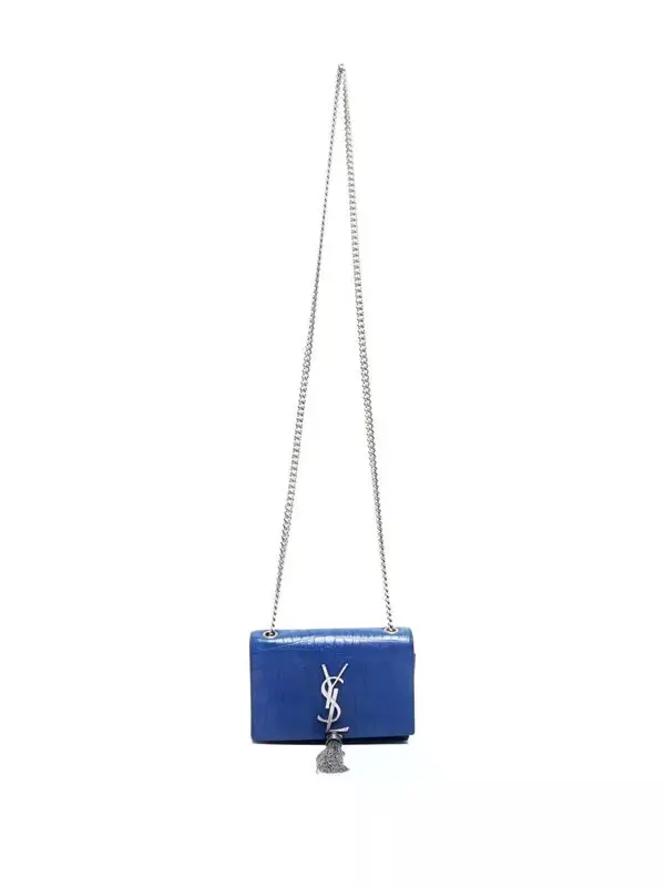 Saint Laurent Kate Crocodile-effect Chain Shoulder Bag - Blue