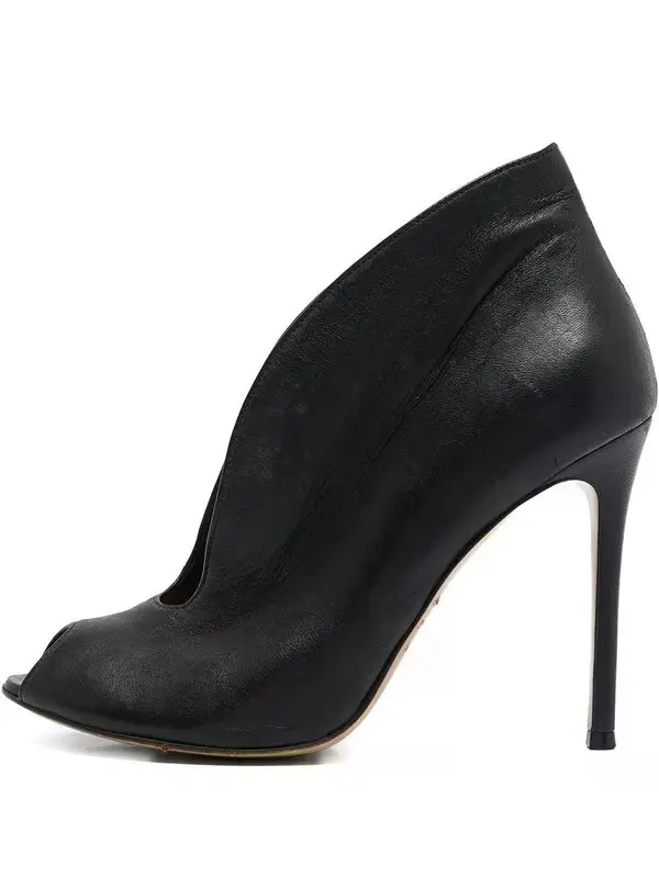 GIANVITO ROSSI Leather Peep Toe Boots