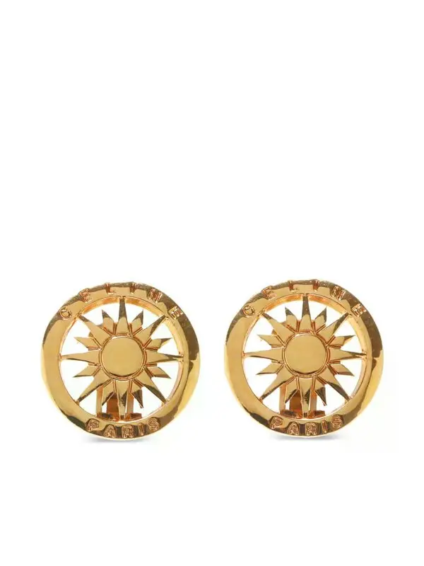 Celine 1990-2000s Sun Clip-on Earrings - Gold