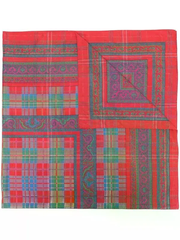 Saint Laurent 1980s Check Paisley-print Scarf - Red