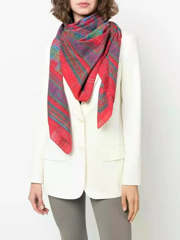Saint Laurent 1980s Check Paisley-print Scarf