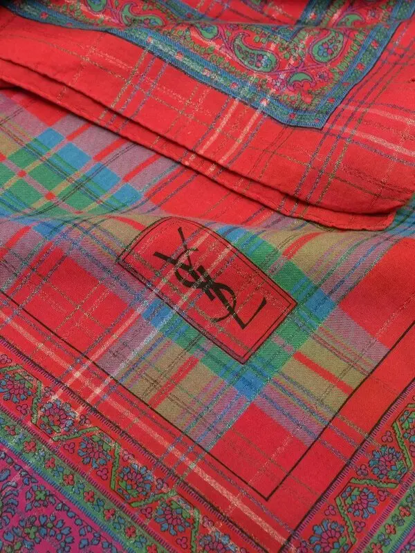 Saint Laurent 1980s Check Paisley-print Scarf