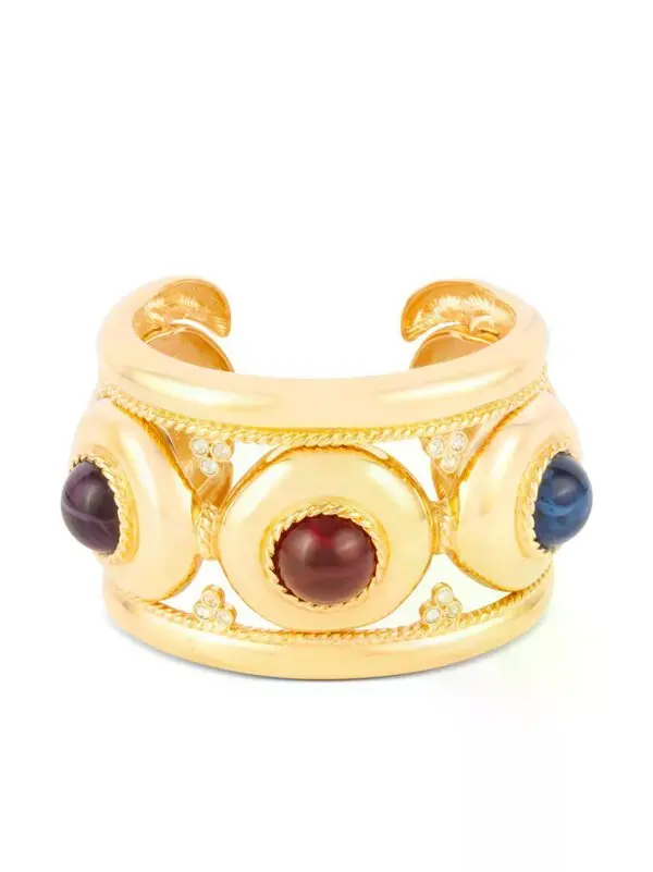 Givenchy 1980s Gemstone-embellished Cuff Bracelet - Gold