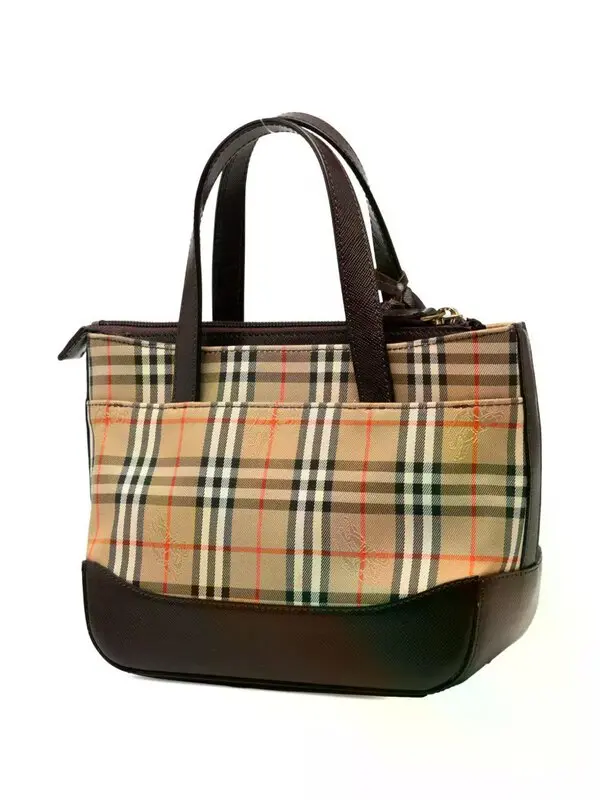 Burberry Haymarket Check Canvas Handbag - Brown
