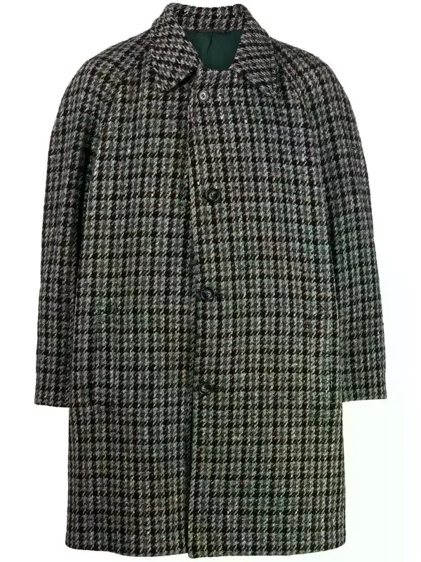 A.N.G.E.L.O. VINTAGE CULT 1980s Check-pattern Virgin Wool Coat - Grey