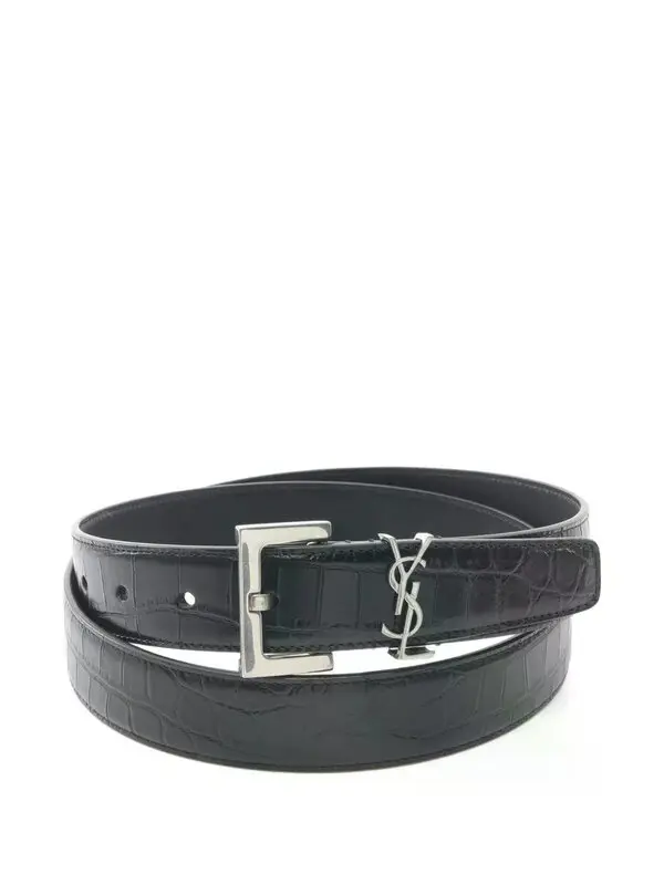 Saint Laurent 2020s Cassandra Leather Belt - Black
