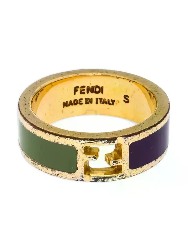 Fendi Enamel Logo Ring - Gold
