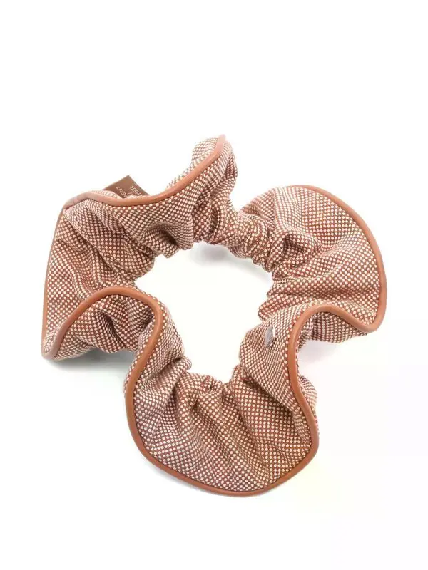 Hermès 2010s Leather-trimmed Scrunchie - Brown