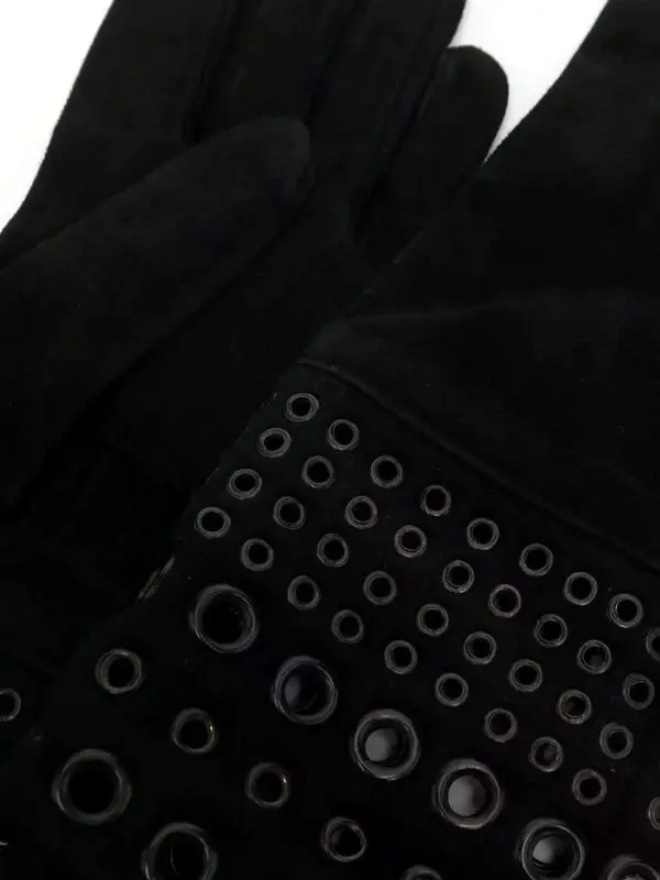 Gianfranco Ferre 1990s Suede Gloves With Eyelet Detailing