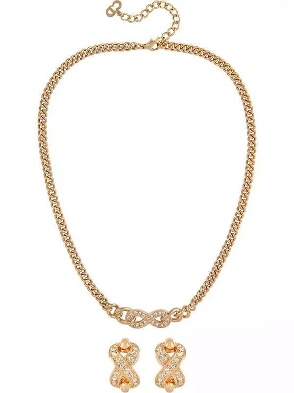Dior Crystal-embellished Necklace And Earrings Set - Gold