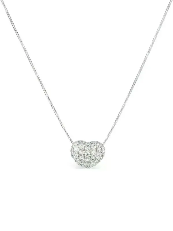 LB EXCLUSIVE 18k White Gold Diamond Heart Pendant Necklace - Silver
