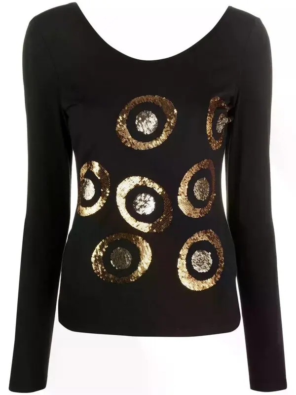 Versace 2000s Sequinned Long-sleeved Top