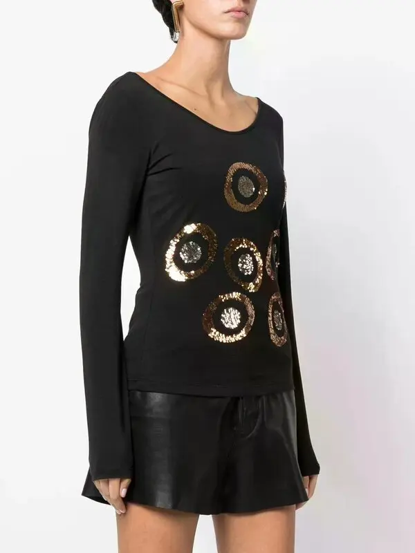 Versace 2000s Sequinned Long-sleeved Top