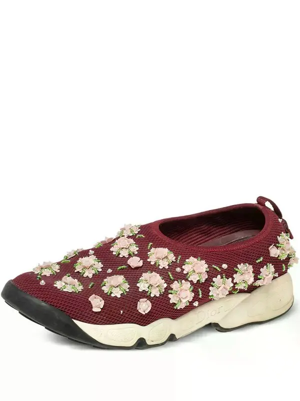 Dior 2014 Mesh Flower-embellishment Sneakers - Red