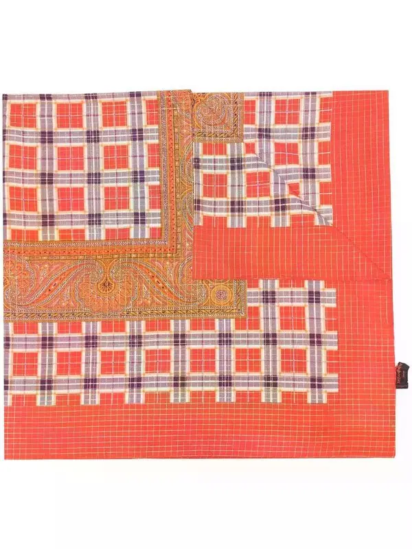 Saint Laurent 1970s Check Paisley-print Scarf - Orange