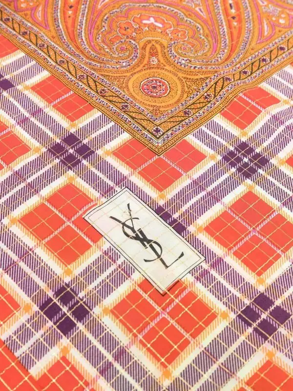 Saint Laurent 1970s Check Paisley-print Scarf