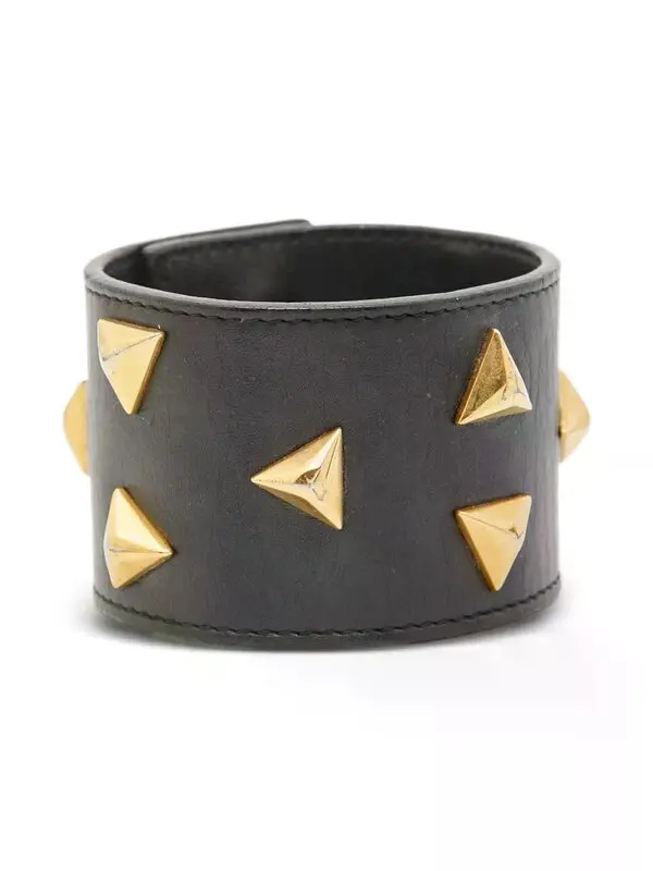 Saint Laurent Triangle Studded Leather Bracelet - Black