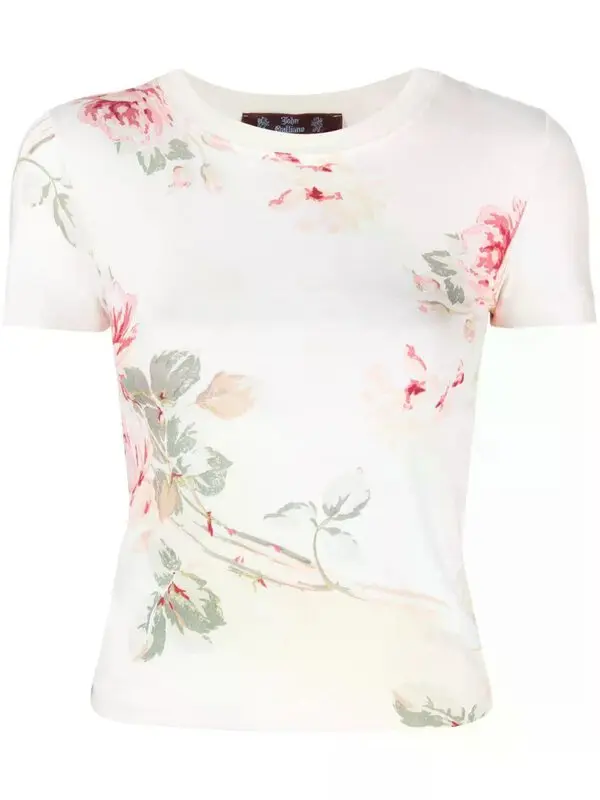 John Galliano 1990s Floral-print T-shirt - Neutrals