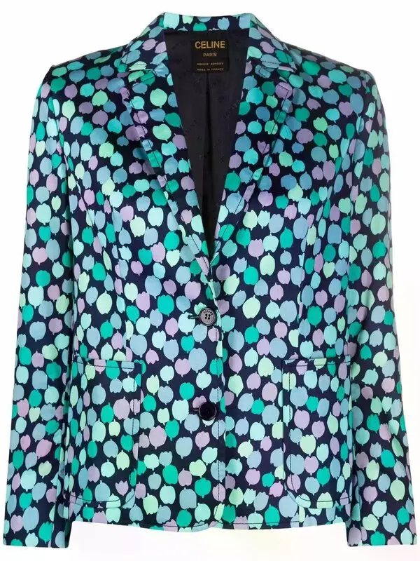 Celine 1980s Floral Blazer - Blue