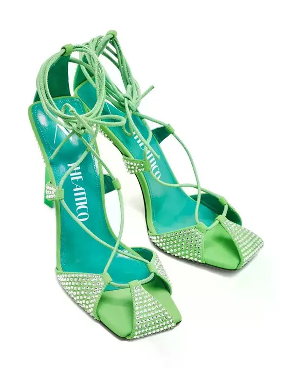 Attico Crystal Embellished Lace-up Sandals - Green
