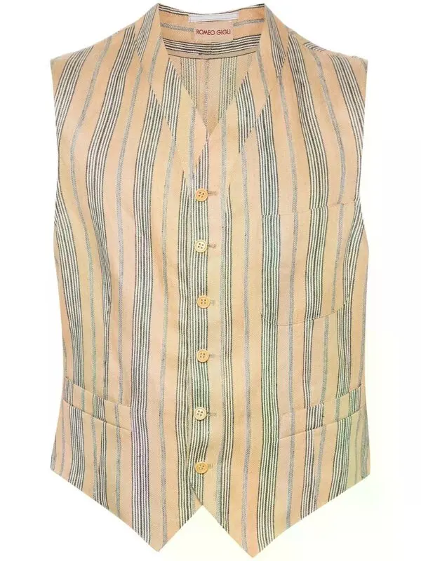 ROMEO GIGLI 1990s Striped Herringbone Vest