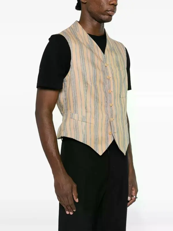 ROMEO GIGLI 1990s Striped Herringbone Vest
