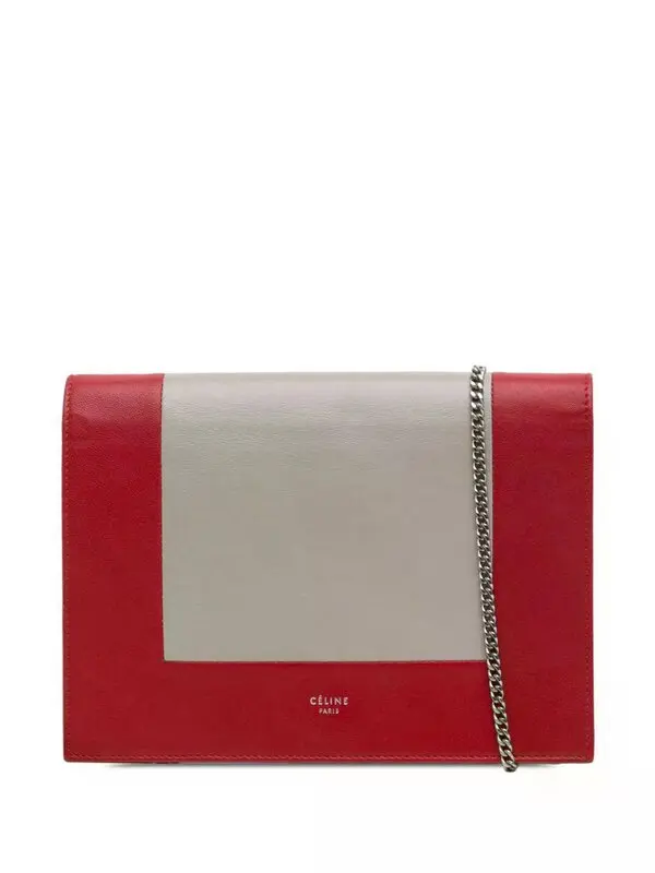 Celine Frame Leather Wallet On Chain Crossbody Bag - Red
