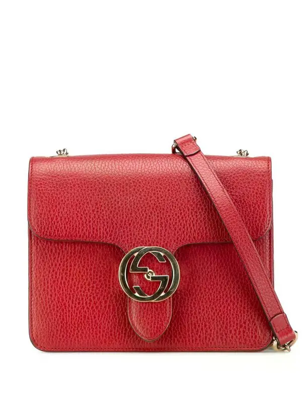 Gucci Small Calfskin Interlocking G Crossbody Bag - Red