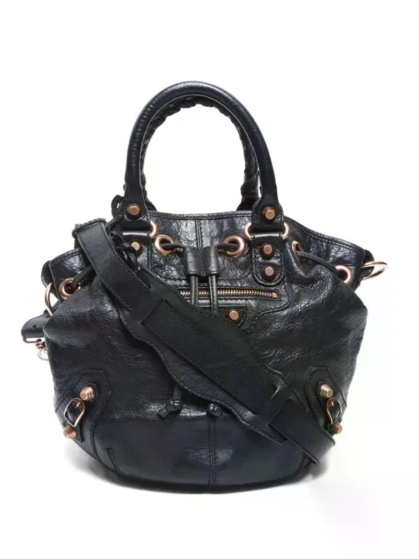 Balenciaga 2010-2020 Pompon Leather Tote Bag - Black