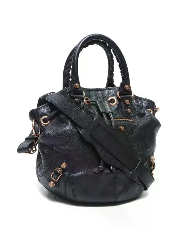 Balenciaga 2010-2020 Pompon Leather Tote Bag - Black