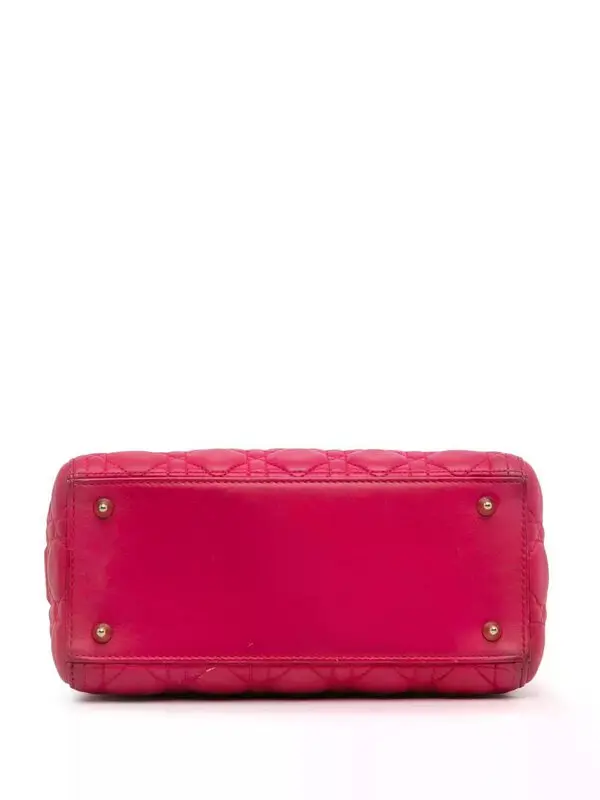 Dior 2014 Medium Lambskin Cannage Lady Satchel - Pink