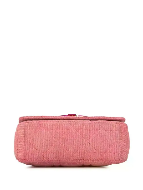 Dior 2022 Medium Macrocannage Denim Caro Crossbody Bag - Pink