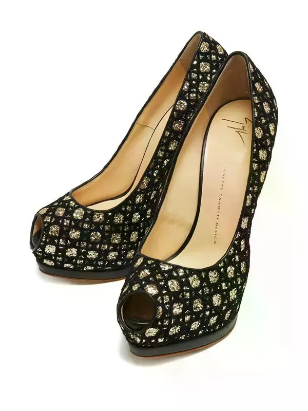 GIUSEPPE ZANOTTI 160mm Glitter Platform Pumps - Black