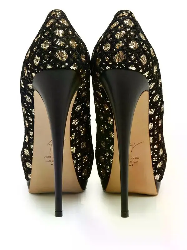GIUSEPPE ZANOTTI 160mm Glitter Platform Pumps - Black