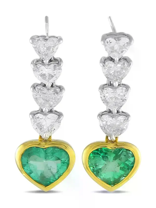 LB EXCLUSIVE 18k Yellow Diamond, And Emerald Drop Earrings - Gold