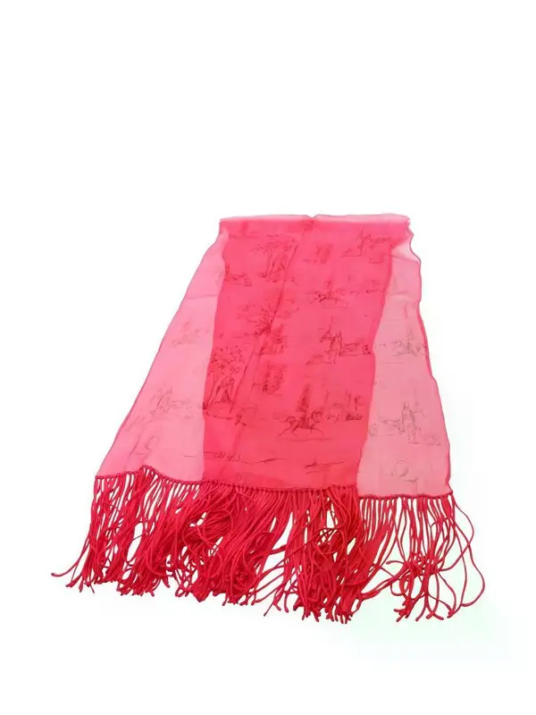 Hermès 2010s Stall Fringed Printed Scarf - Pink