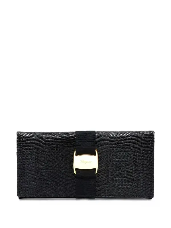 FERRAGAMO 2000s Vara Textured Wallet - Black