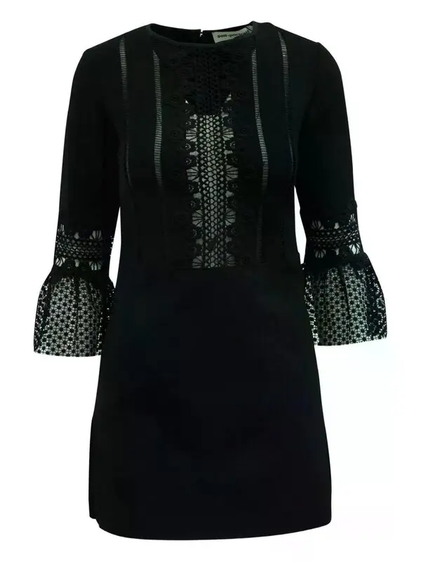SELF-PORTRAIT Lace-insert Bell-sleeve Mini Dress