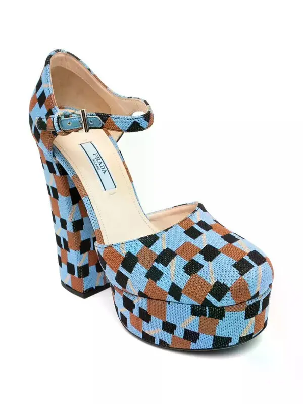 Prada Check Pattern Sandals