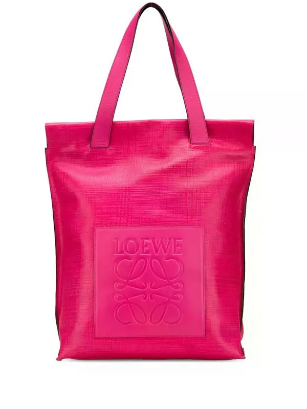 Loewe Anagram Leather Shopper Tote Bag - Pink