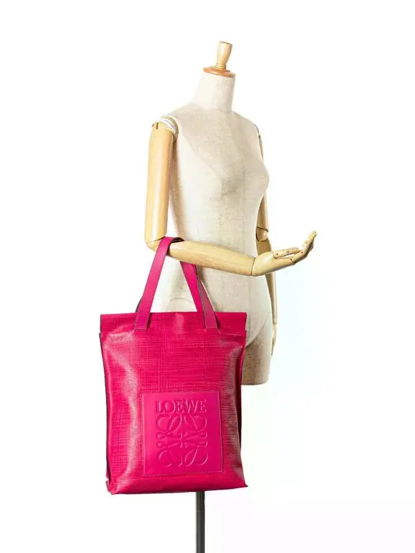 Loewe Anagram Leather Shopper Tote Bag - Pink