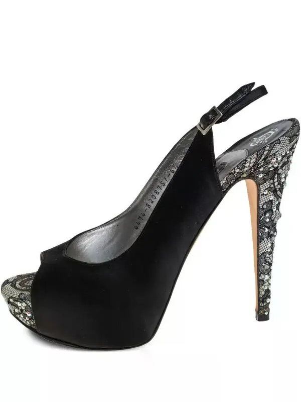 GINA 130mm Lace-panelled Sandals - Black