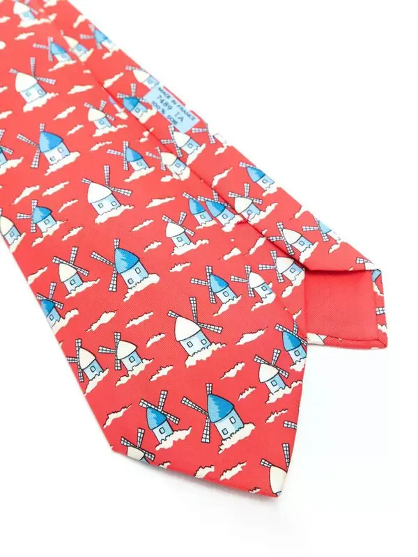 Hermès 2000s Windmills-print Silk Tie