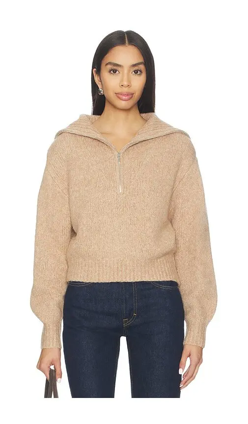 Susana Monaco Wool Half Zip Collar Sweater