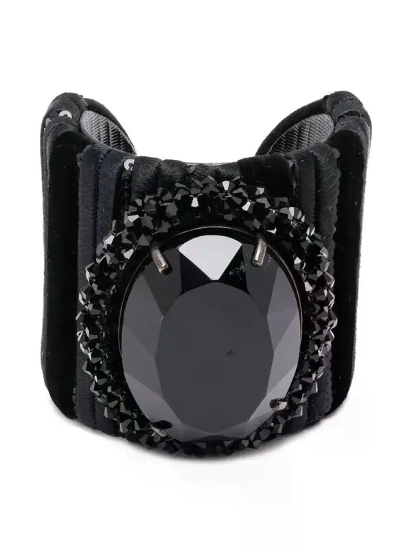 Giorgio Armani 1990s Embellished Cuff Bracelet - Black