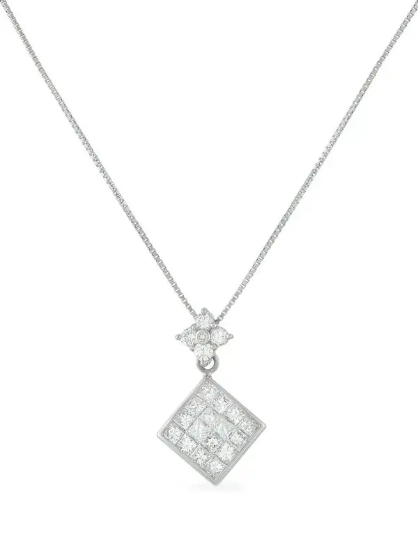 LB EXCLUSIVE Platinum And Diamond Pendant Necklace - Silver